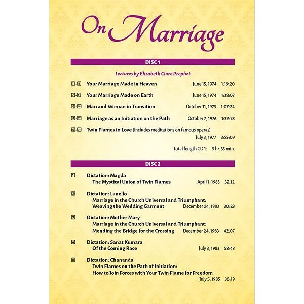 On Marriage - CD | Elizabeth Clare Prophet|The Summit Lighthouse ...